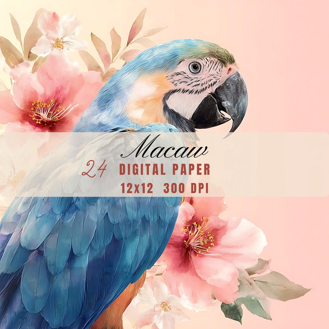 Pastel Macaw Digital Paper, Floral Backgrounds (24 JPG, 12x12 In) - Etsy