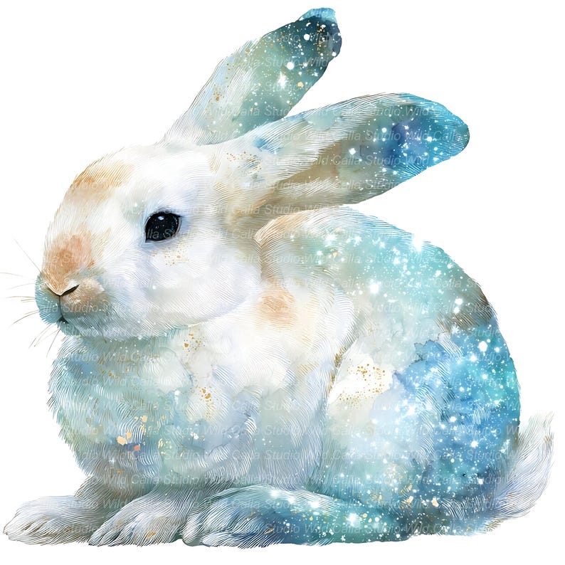 Celestial Rabbit Clipart, Watercolor Art (14 Digital Jpgs) - Etsy