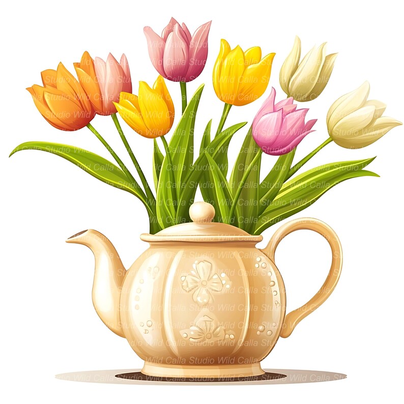 Clipart Set: 15 Watercolor Teapots - Floral Spring Theme - Etsy