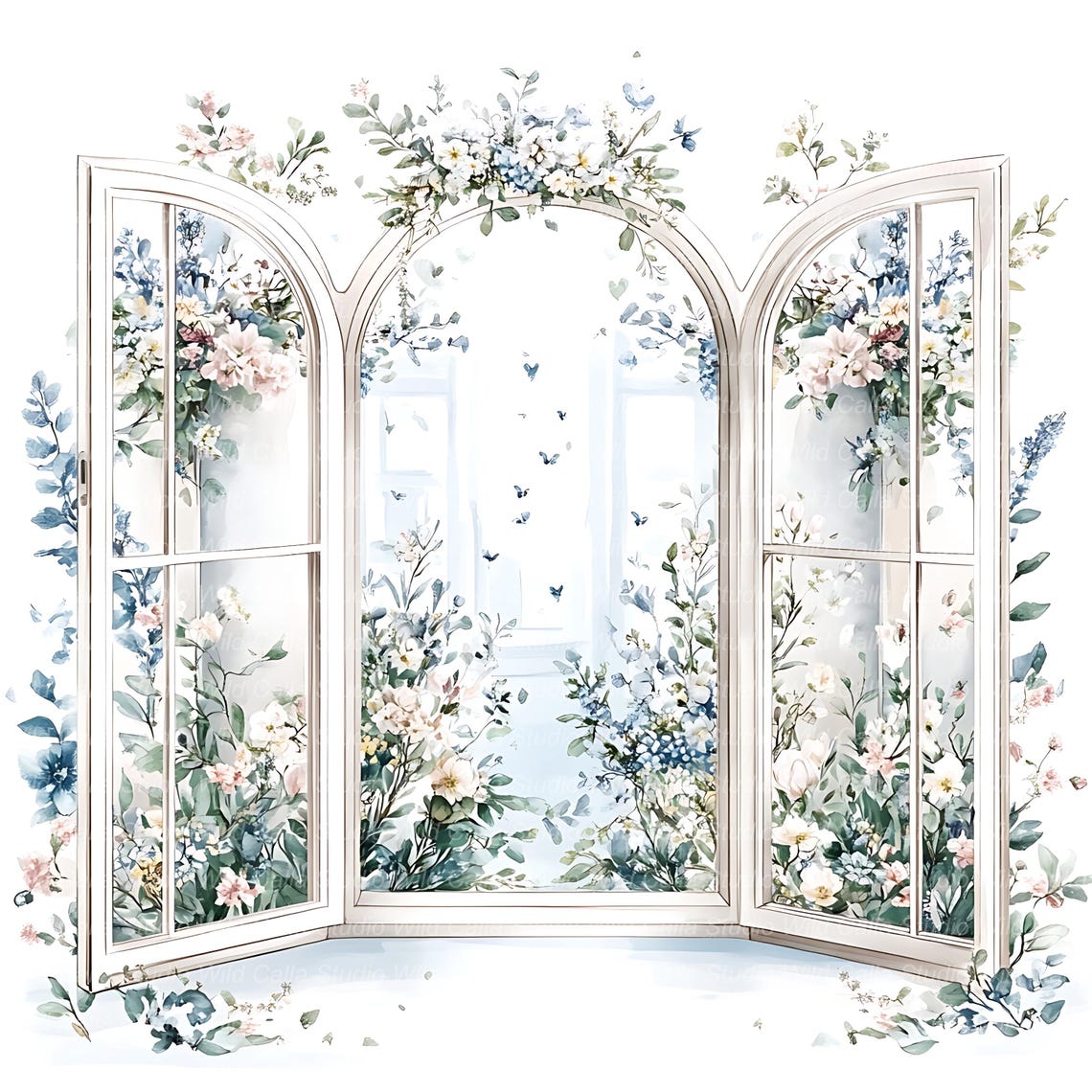 16 Floral Archway Cliparts: Watercolor Window View for Crafts - Etsy