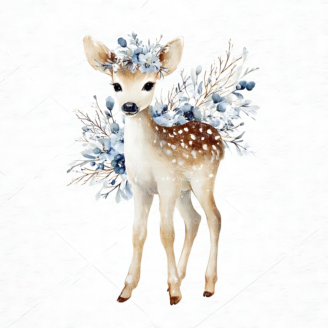 16 Winter Fawn Clipart: Watercolor Animals for Scrapbooking - Etsy