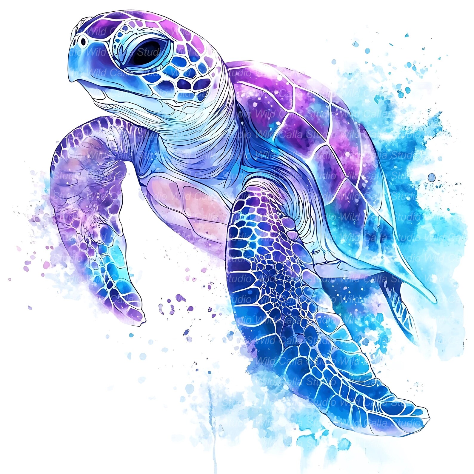 Turtle Sea Cartoon Clipart Collection: Watercolor Ocean Theme ...