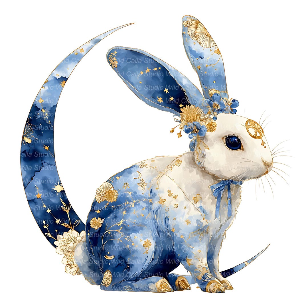 Celestial Rabbit Clipart, Watercolor Art (14 Digital Jpgs) - Etsy