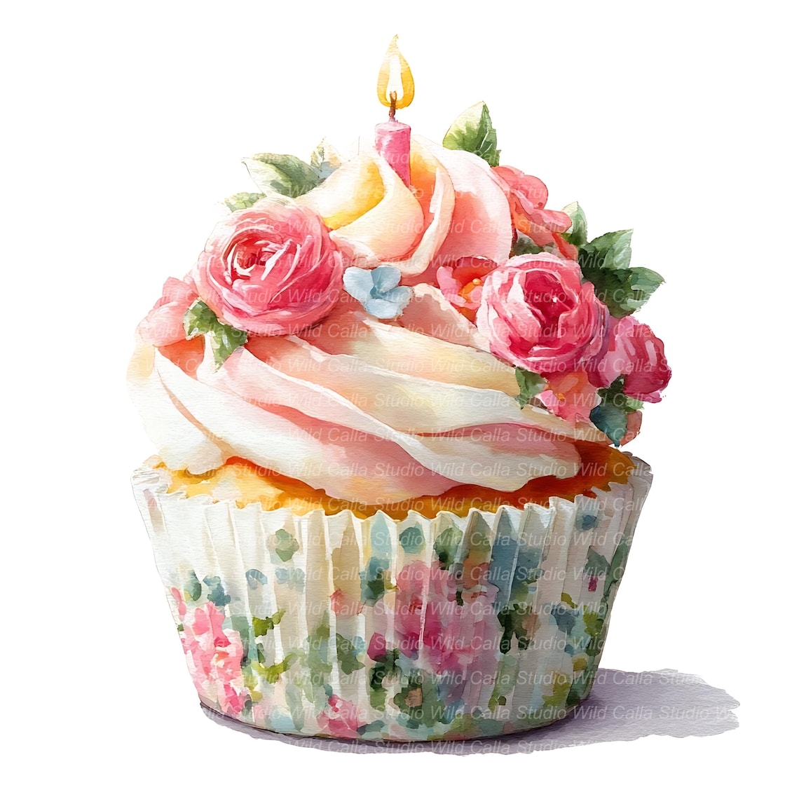 Birthday Cupcake Watercolor Clipart (15 Jpgs for Scrapbooking) - Etsy