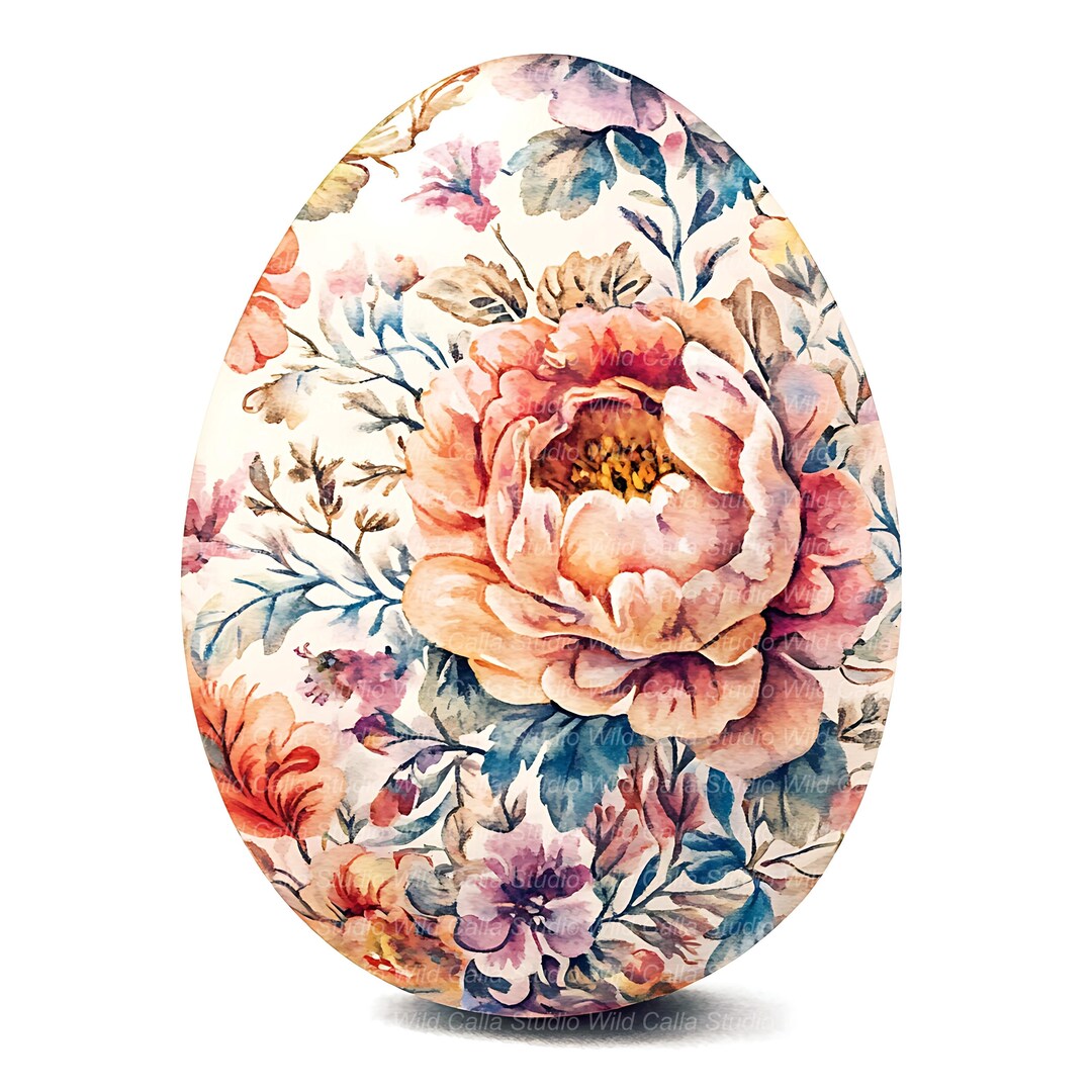 Easter Egg Clipart: Whimsical Floral Watercolor - Digital Download - Etsy
