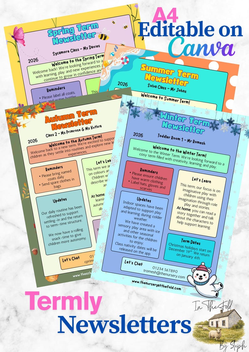 Editable Nursery Newsletter Template | Unbranded Canva Newsletter for ...
