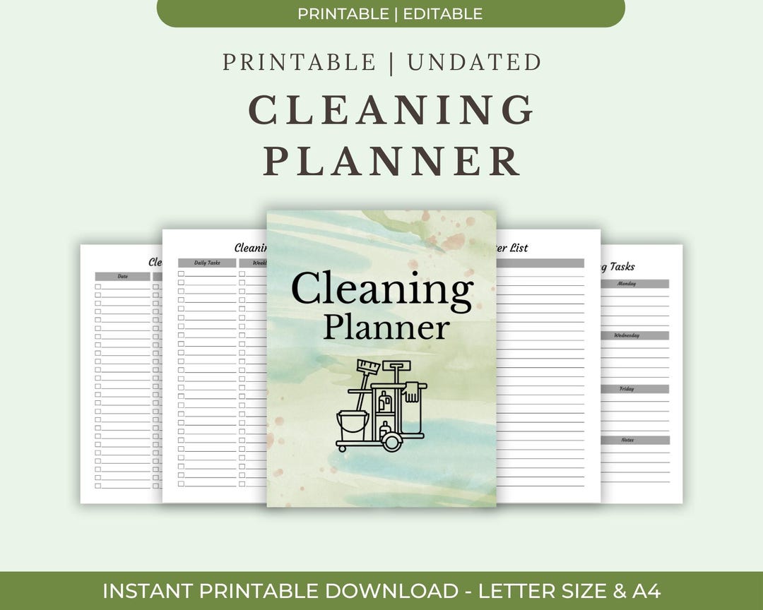 Cleaning Planner Printable, Daily Weekly Monthly Schedule Tracker, Home ...