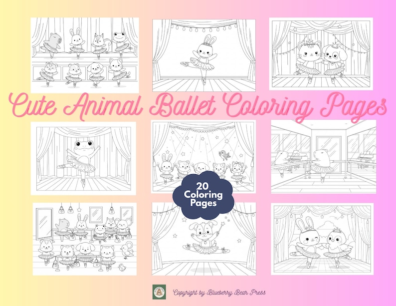 Animal Ballet Coloring Pages - Etsy