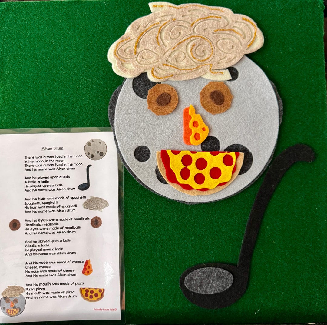 Aiken Drum Moon Man Felt Story Song Set, Music Classroom, Library ...