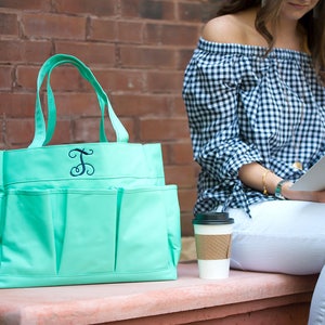 Mint Carry All - Monogram Bag - Crafting Tote - Initials Large Tote ...