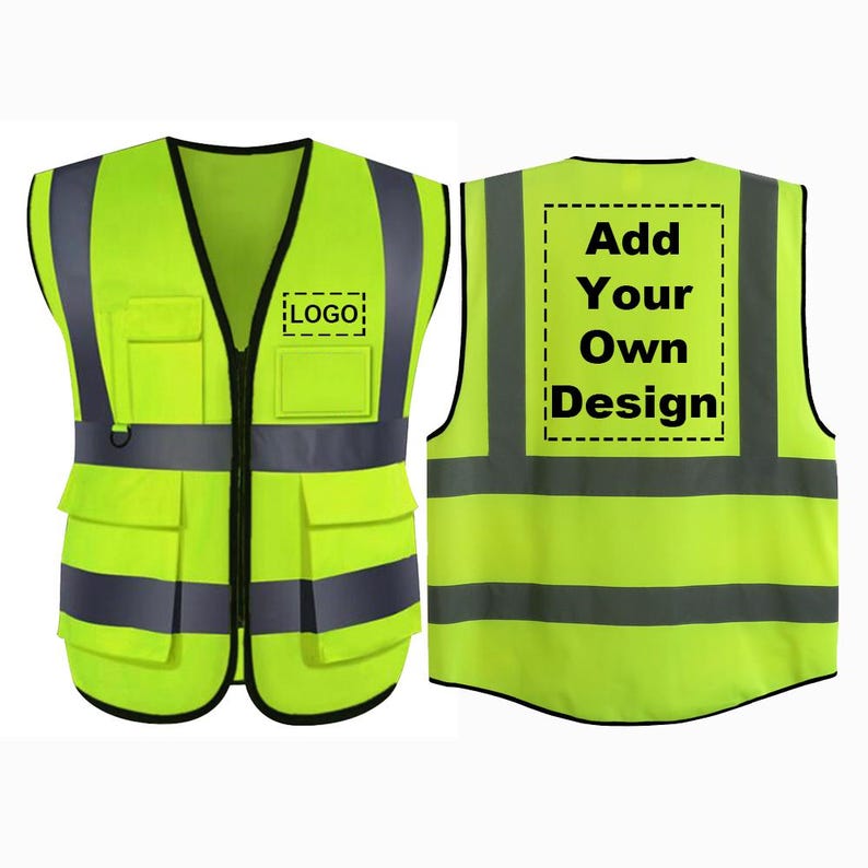 Custom Safety Vest With Logo | High Visibility Reflective Work Vest ...