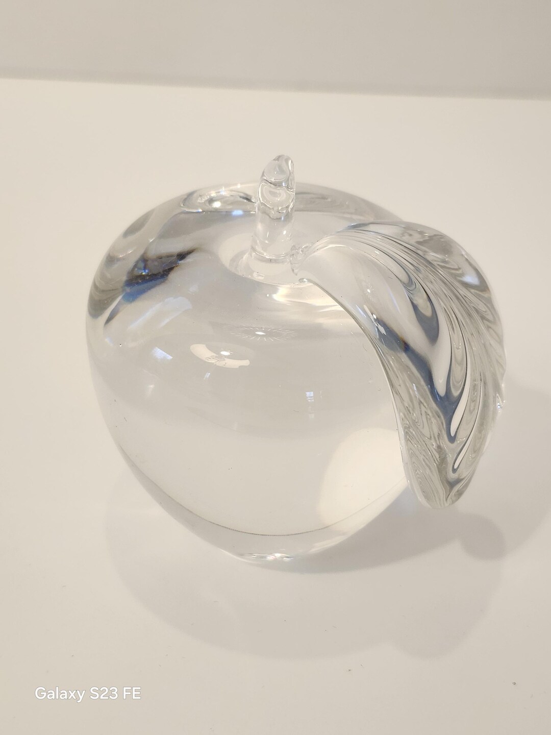 Vintage Astral Full Lead Crystal Apple Paperweight Clear Glass Hand ...