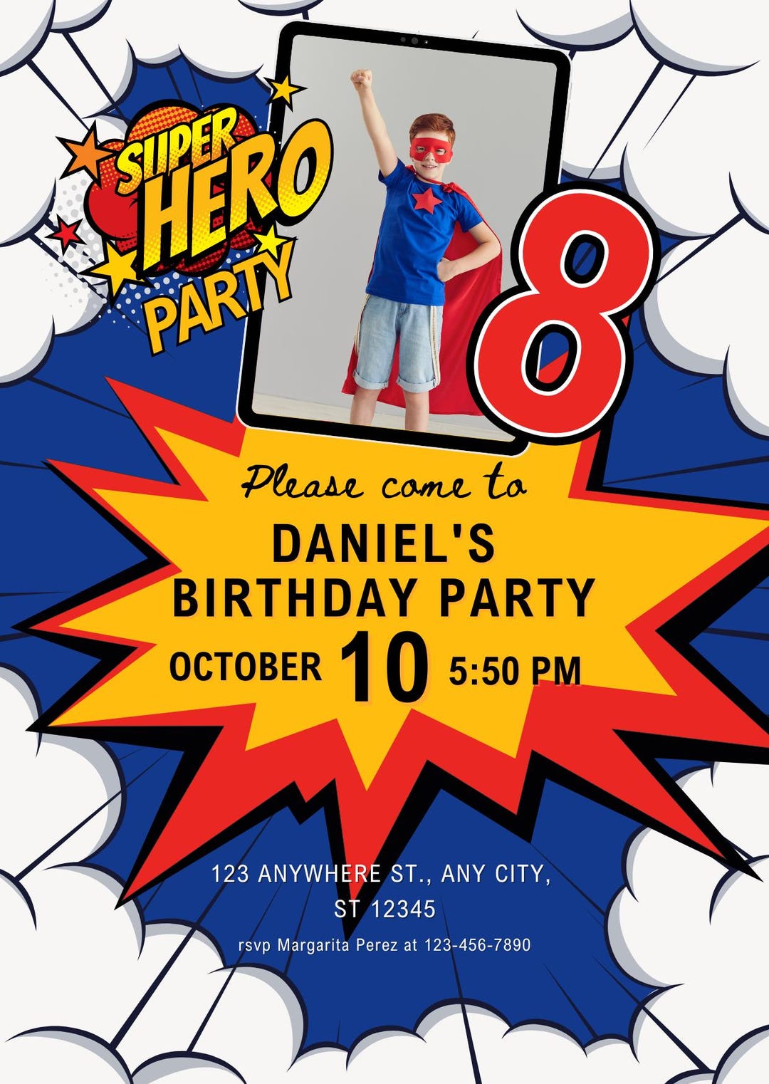 Action Birthday Invitation - Etsy
