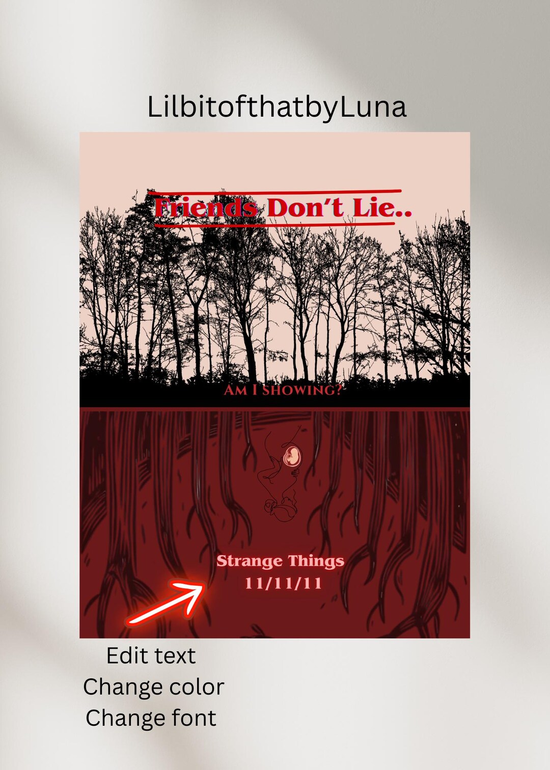 Stranger Things Announcement | Editable Digital Pregnancy Reveal ...