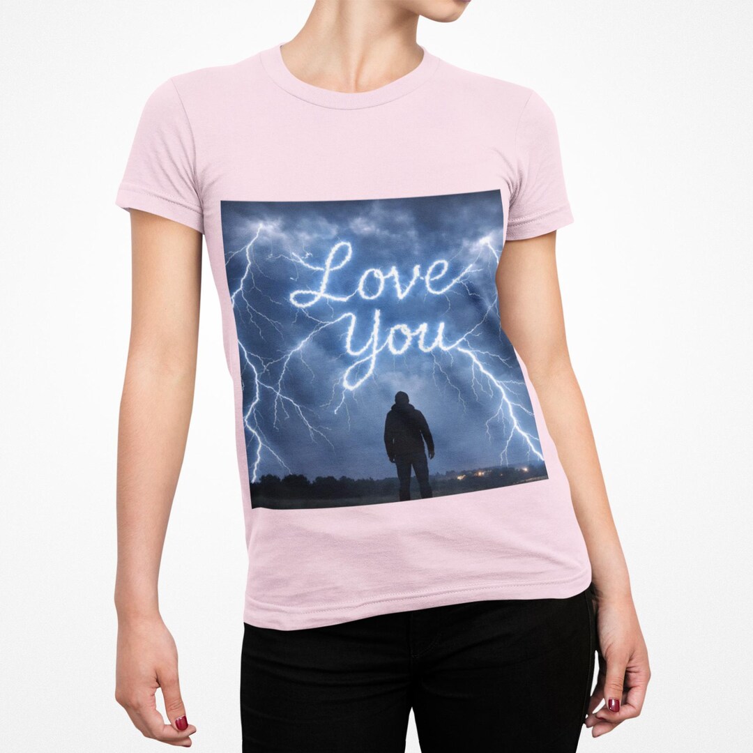 Love You Lightning Romantic Night Sky T-shirt | Lightning Heart Graphic ...