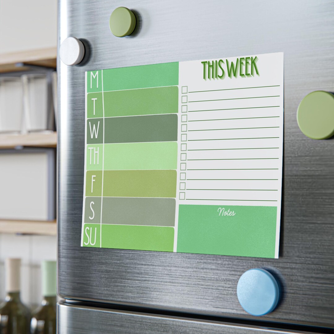 Weekly Planner Post-it Note Pad | Green To-do Sticky Notes - Etsy