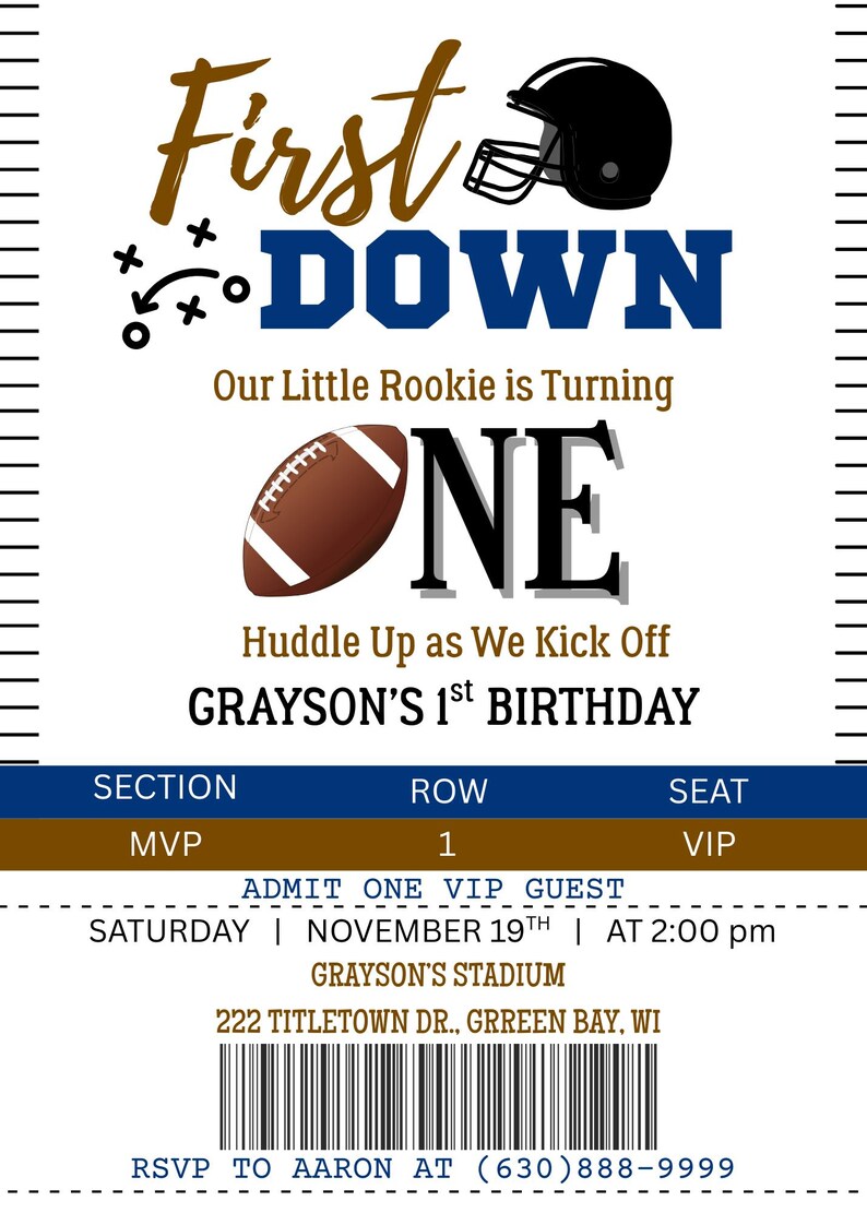 First Down Birthday Party Invitation - Etsy