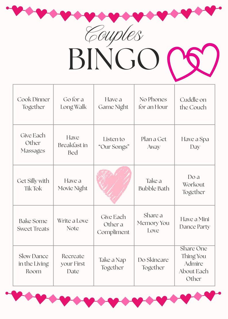 Couples Self Care Bingo - Etsy