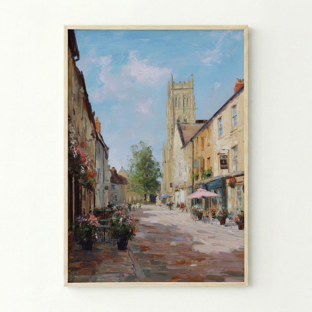 Cirencester Street Scene, Printable Vintage Travel Poster - Cozy ...