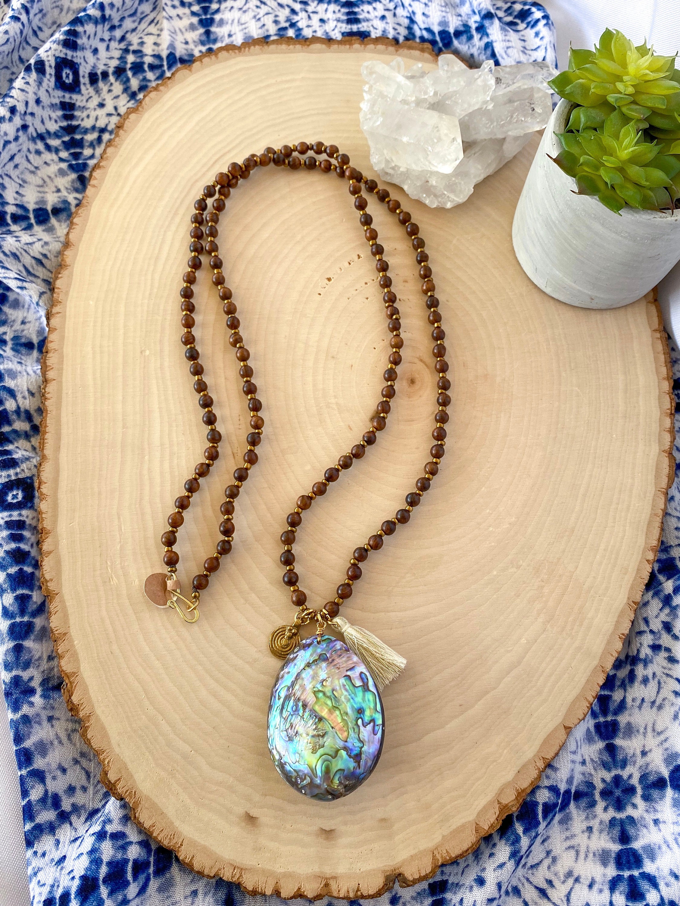Abalone & Sandalwood Necklace