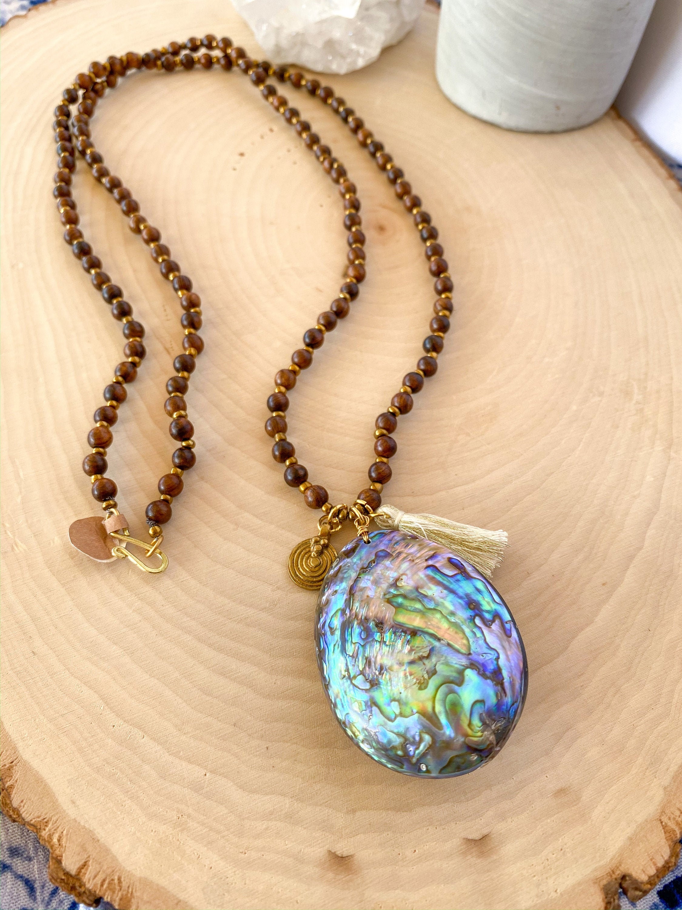 Abalone & Sandalwood Necklace