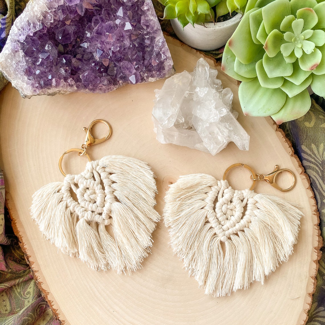 Macrame Keychain Boho Keychain Boho Bag Charm - Etsy