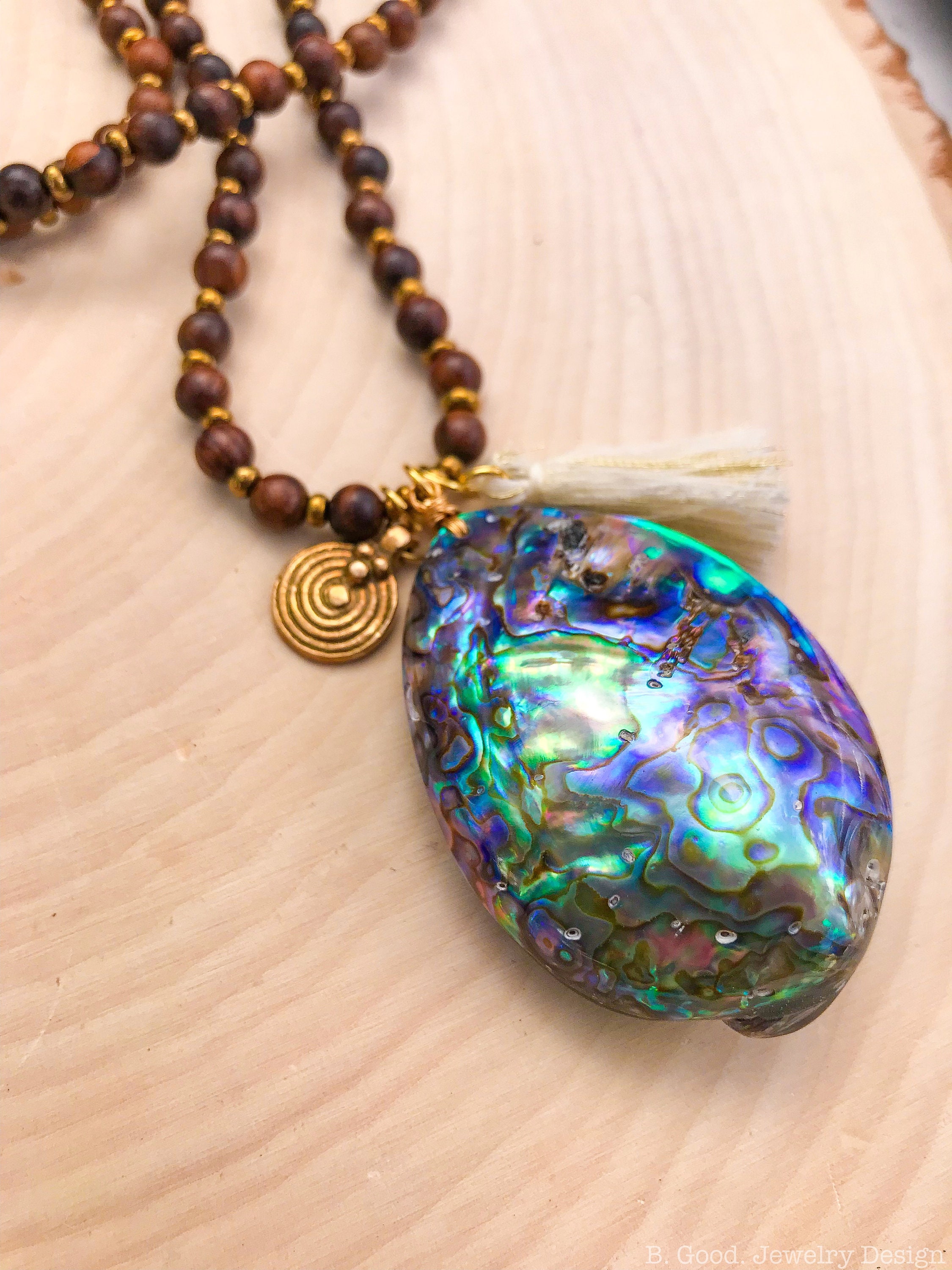 Abalone & Sandalwood Necklace
