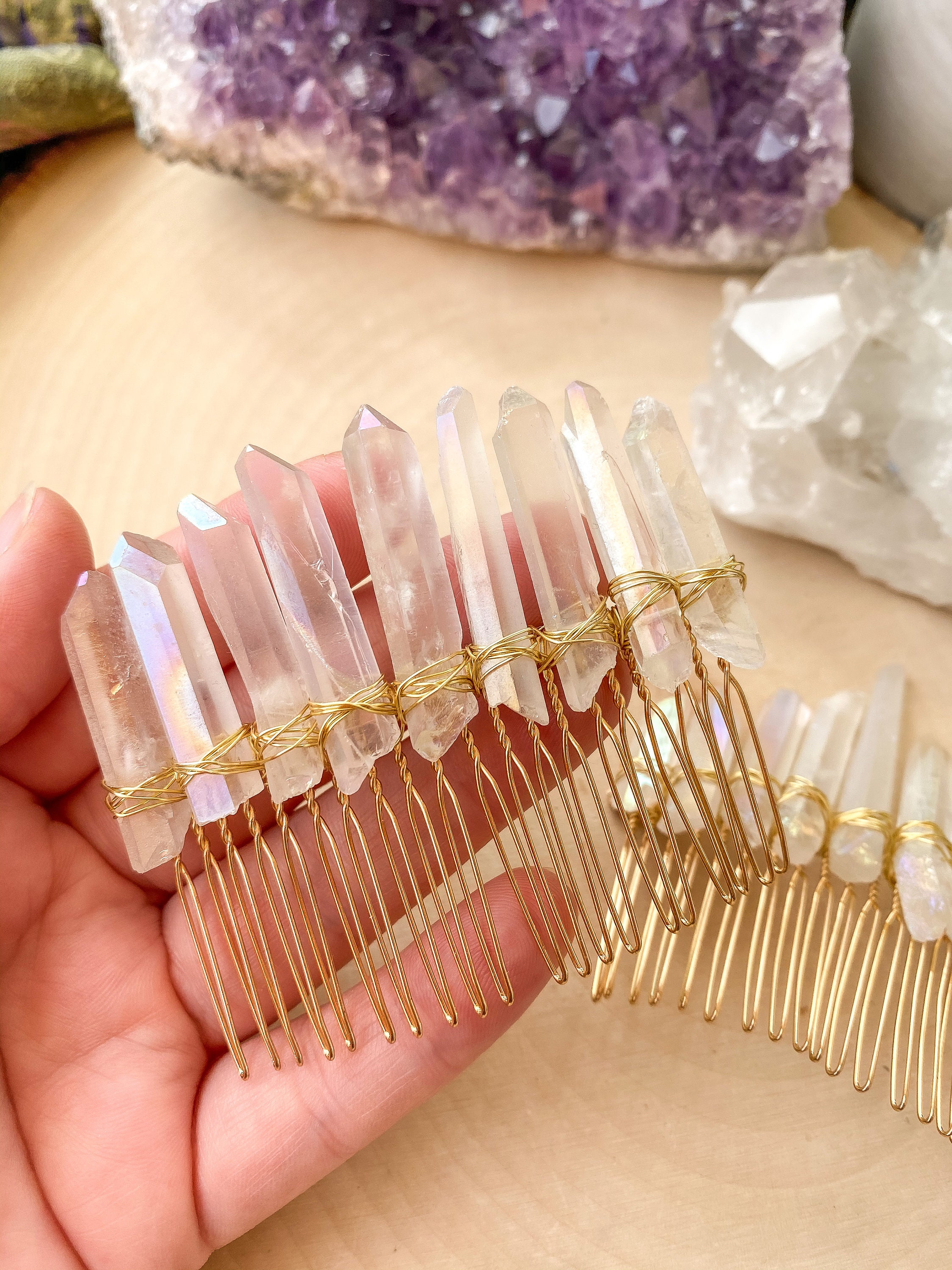 Quartz Crystal Hair Comb