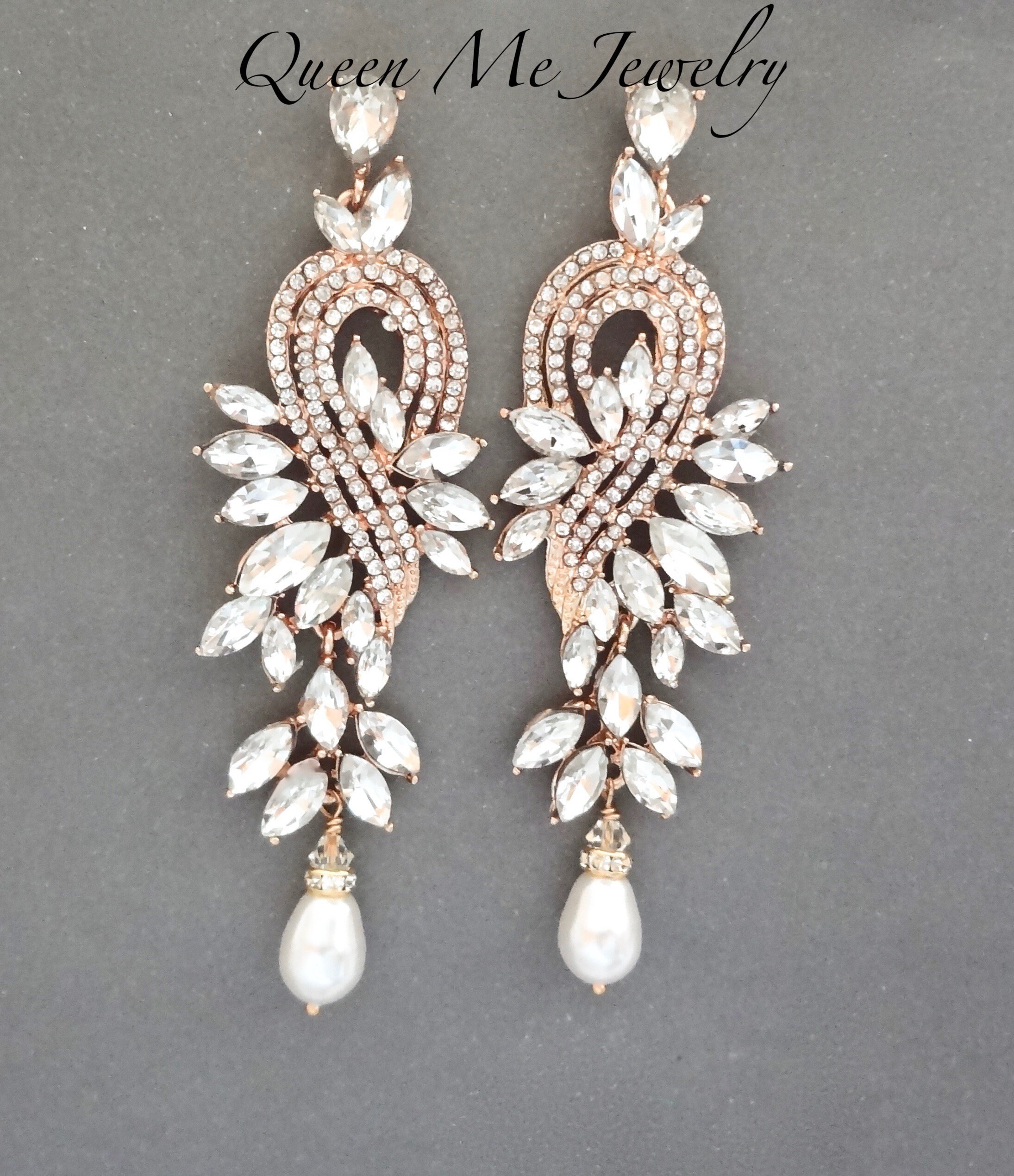 Pearl Statement Earrings for a Bride Long Pearl Earrings | Etsy