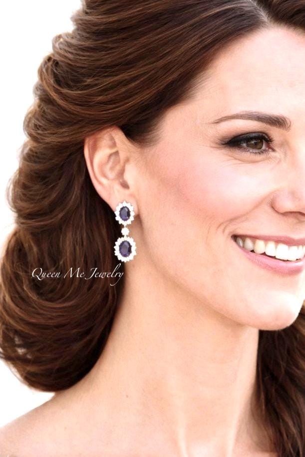 Bridal Jewelry SET, Blue Sapphire Navy Something Blue Jewelry, Halo Cz ...