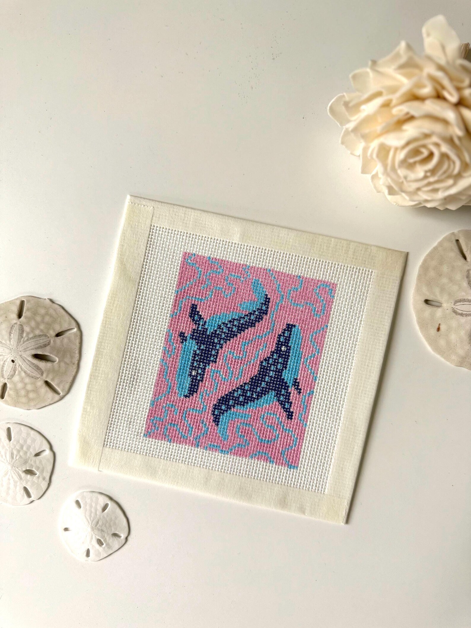 Humpback Whale Needlepoint Canvas | 5x5 Inch | 18 Mesh | Hand-painted ...