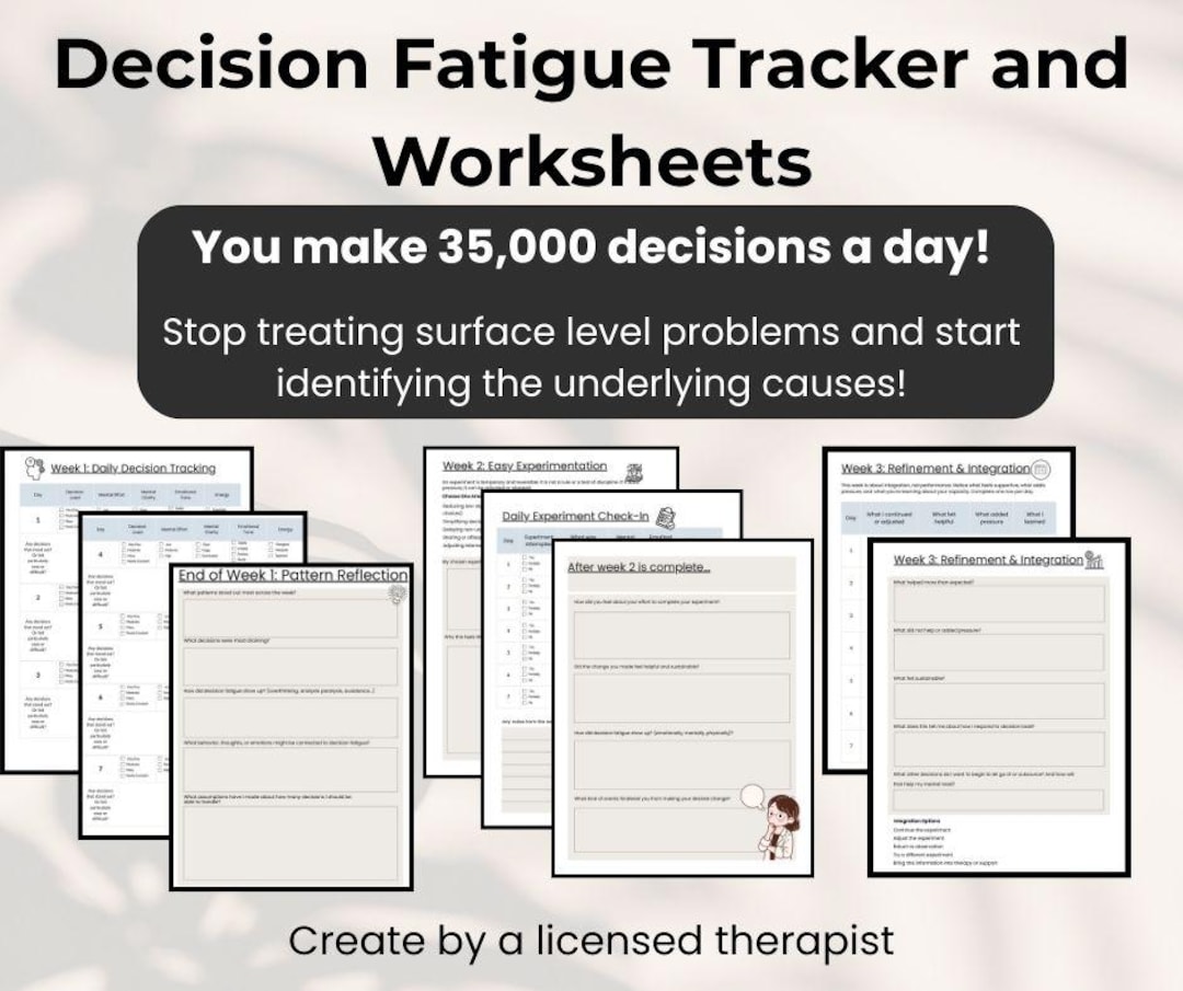 Decision Fatigue Tracker Printable Download | Therapy-informed Mental ...