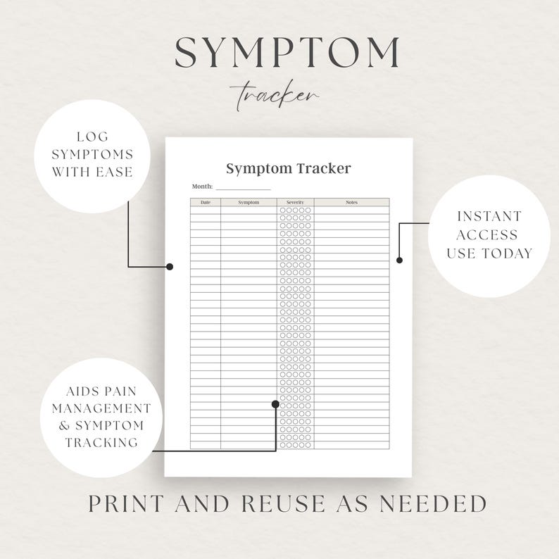 Symptom Tracker Printable | Chronic Illness Tracker | Health Journal ...