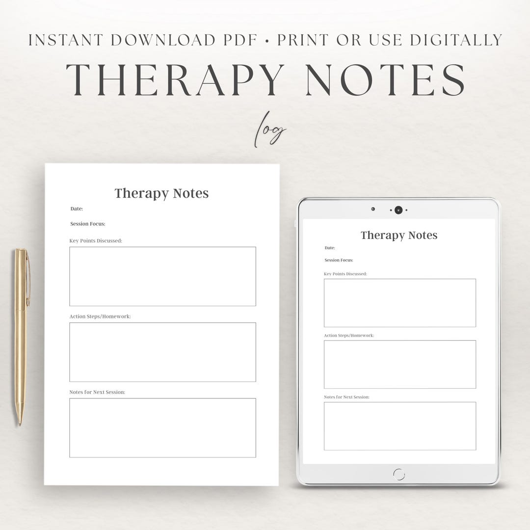 Therapy Notes Log | Counseling Session Tracker | Mental Health ...