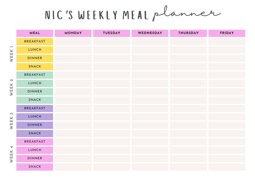 Family Weekly Meal Planner - Etsy
