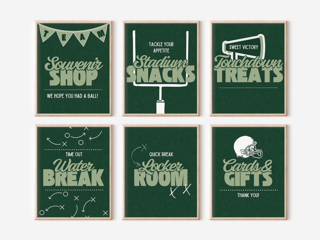 Football Party Signs Bundle | Modern Party Decor | Editable Canva ...