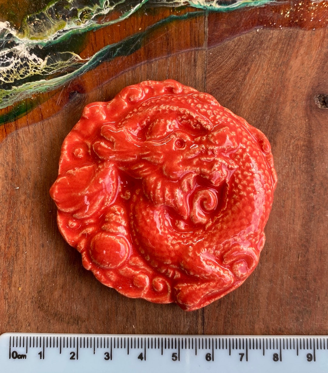 Ceramic Medium Dragon Tile, in Red Orange - Etsy