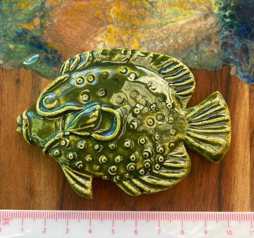 Large Ceramic Fish, in Olive Green - Etsy Australia