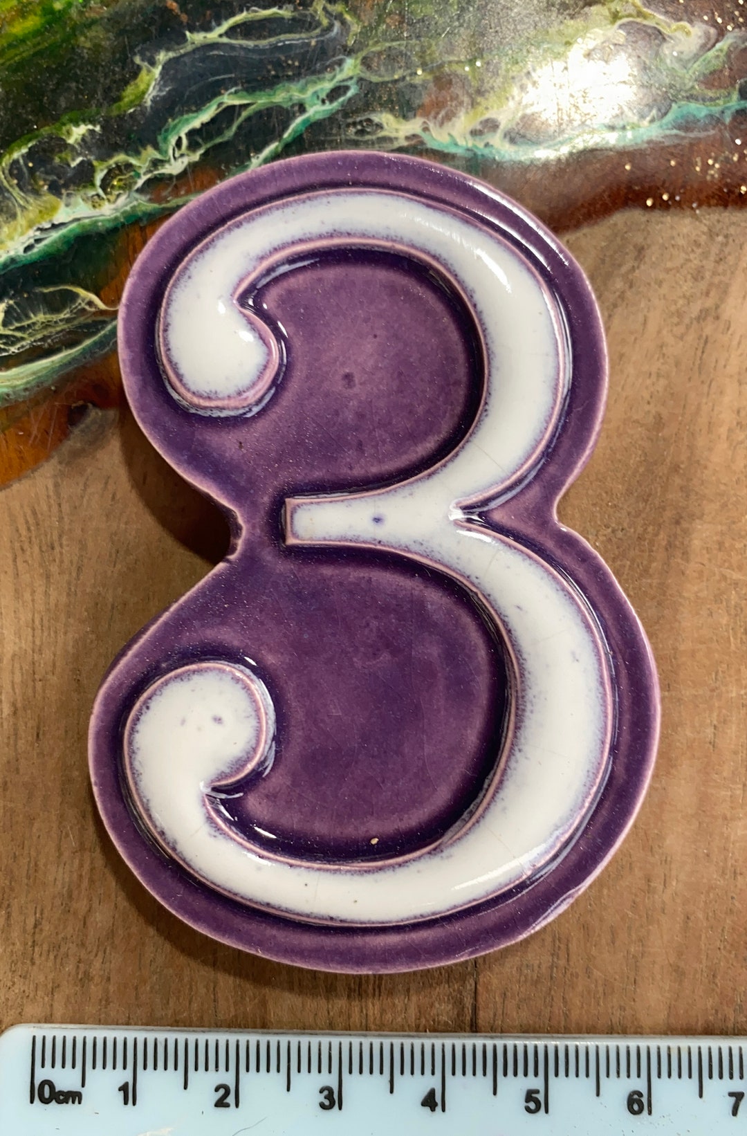 Ceramic Painted Number Tiles. Purple and White. Number 3 - Etsy