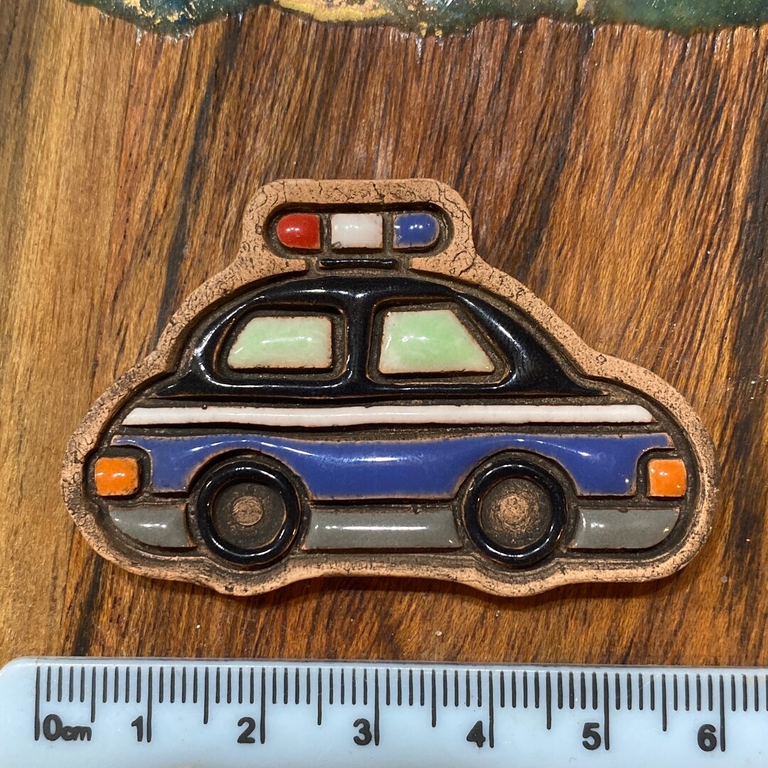 Ceramic Painted Police Car, in Black - Etsy