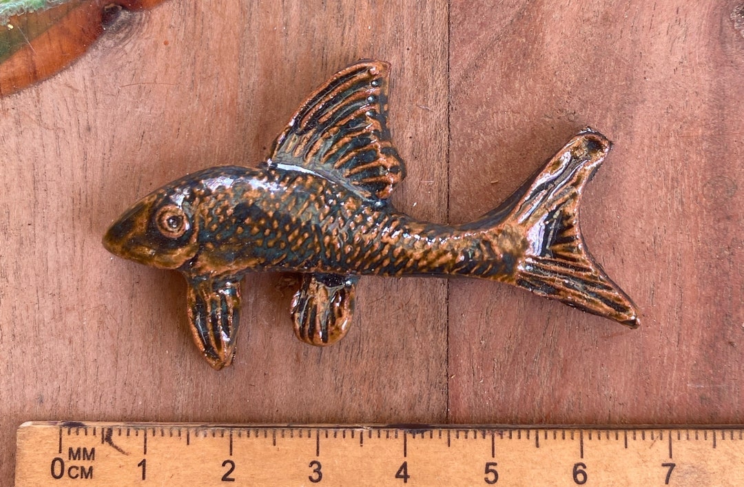 Small Ceramic Fish in Dark Transparent Green - Etsy