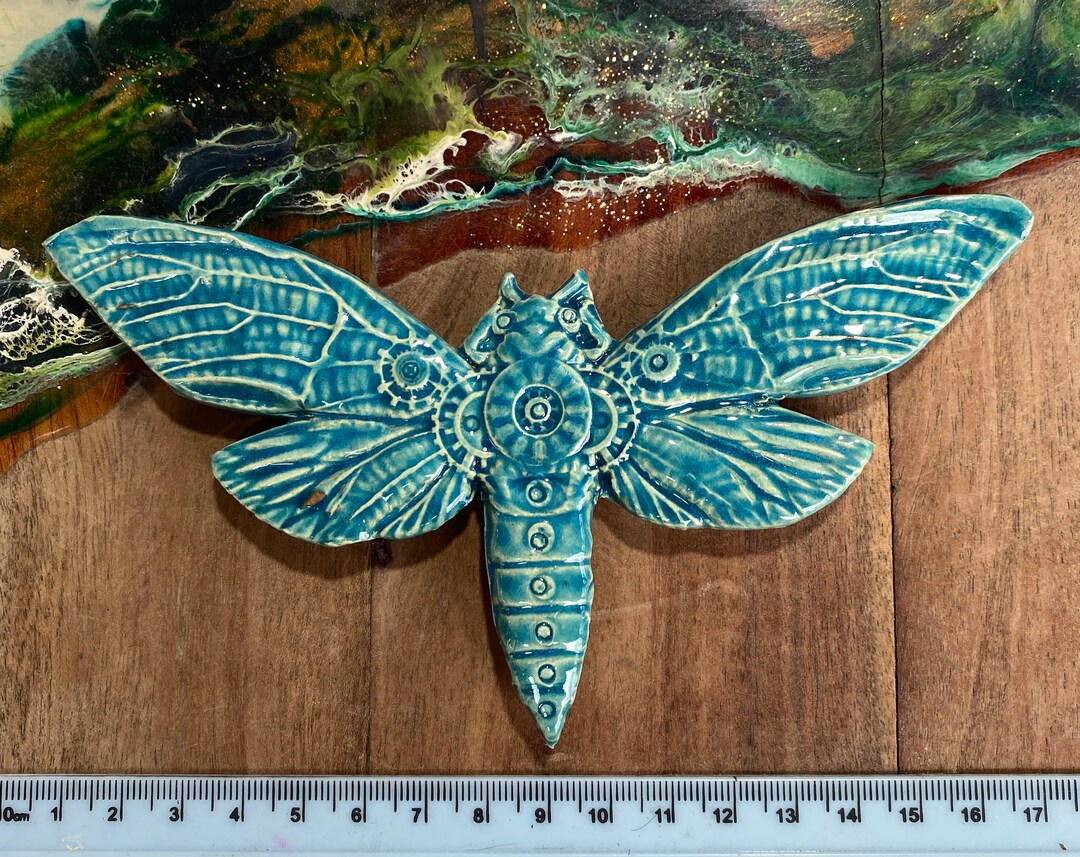 Large Ceramic Flying Cicada, in Caribbean Blue - Etsy