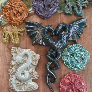 Ceramic Medium Dragon Tile, in Mottled Green Brown - Etsy
