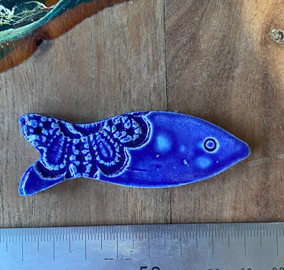 Ceramic Lace Fish, in Mottled Blue - Etsy