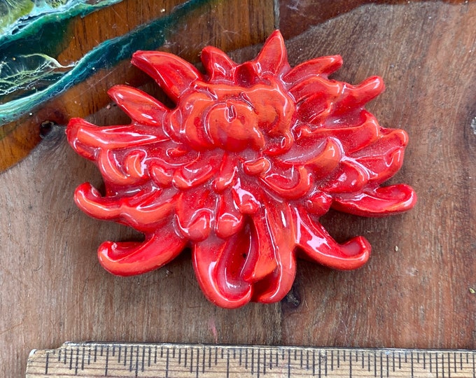 Large Hand Painted Ceramic Flower, in Red - Etsy