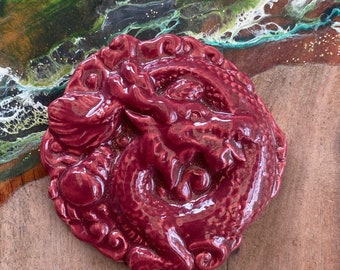 Emerald Green 4"celtic Dragon Ceramic Tile - Etsy