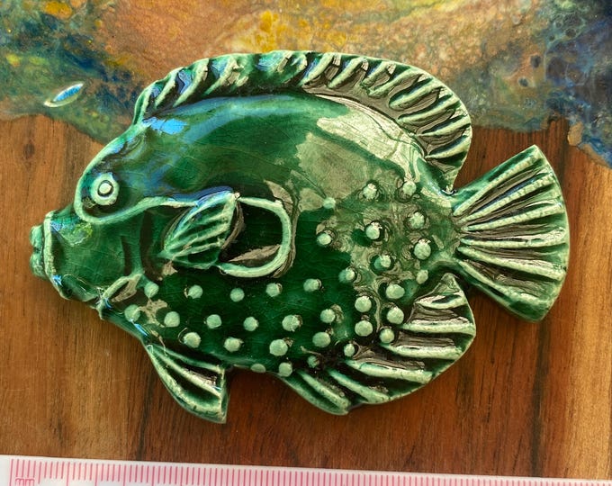 Large Ceramic Fish, in Transparent Green - Etsy