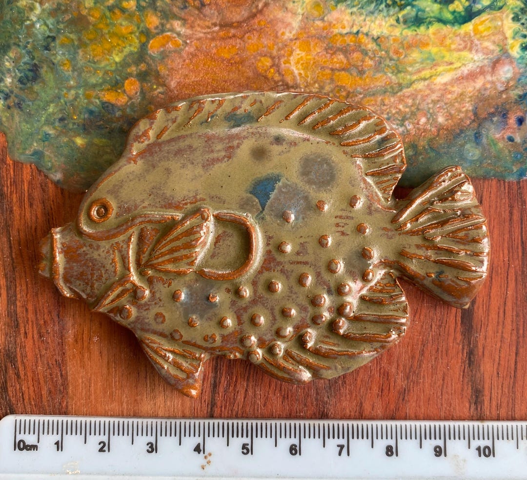 Large Ceramic Fish, in Mottled Antique Olive - Etsy