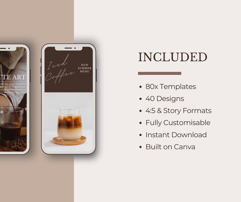 80x Coffee Shop Instagram Canva Templates – Editable Social Media Posts ...