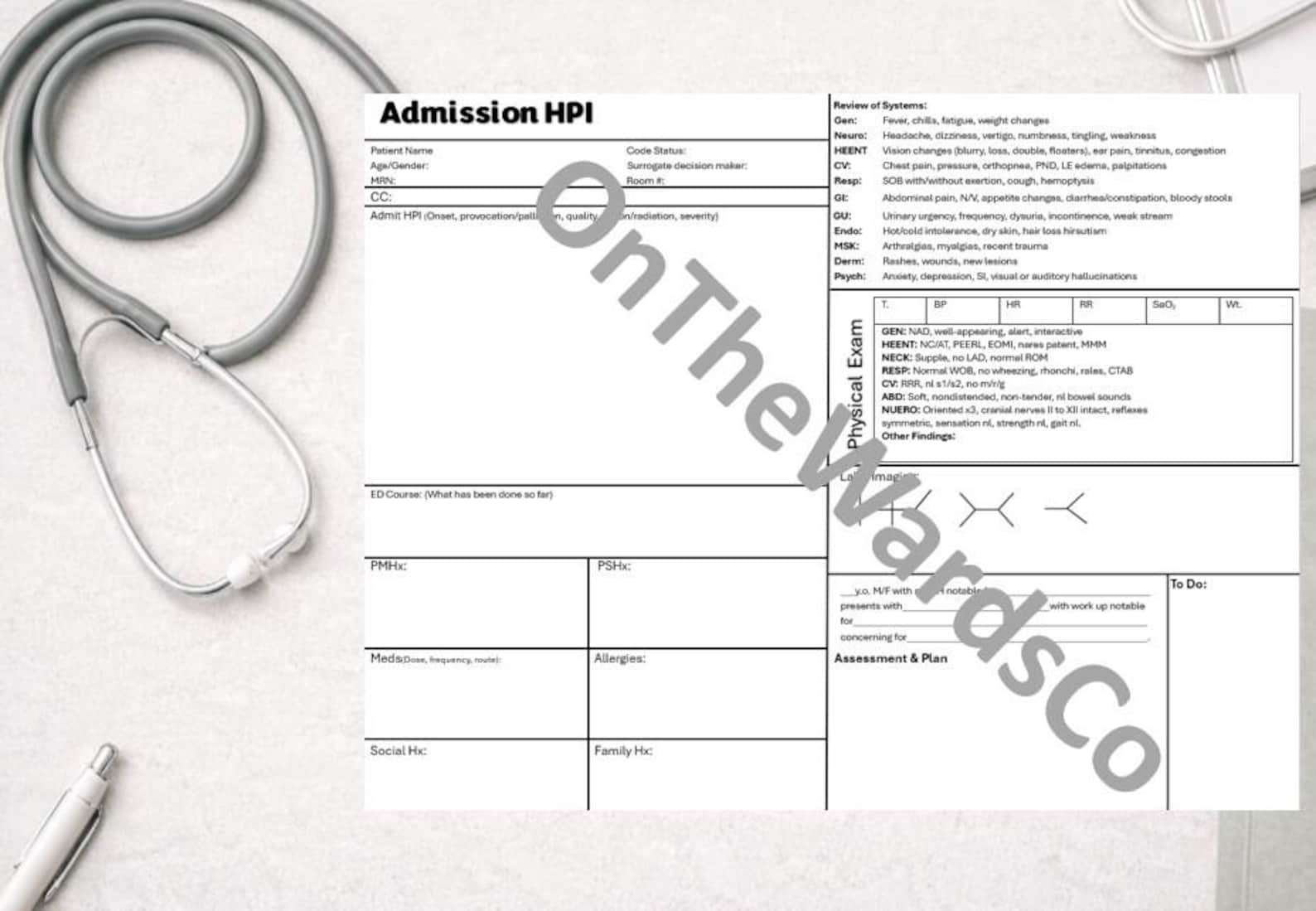 Internal Medicine HPI + Daily SOAP Note Template (printable PDF) - Etsy